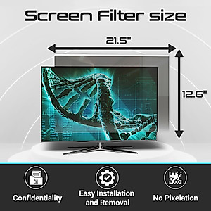 EZ-Pro Screen Protector Privacy Screen Panel for 24 inches (Screen Measured Diagonally) Computer Monitor, Anti Blue Light and Easy Installation, Screen Panel Size 12.6" Height x21.5 Width