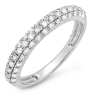 Dazzlingrock Collection 0.43 Carat (ctw) 18K Round White Diamond Ladies Wedding Band Stackable Ring, White Gold, Size 8.5