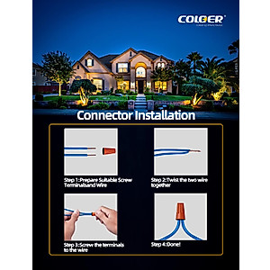 COLOER 30 Pcs Landscape Lights Wire Connectors with Dielectric Grease,Electrical End Caps for Min #22/Max #12 Gauge Wire,Waterproof Wire Nut for Building Application Connect,Wet Location, etc