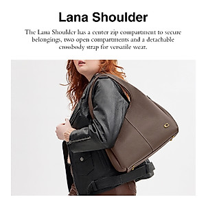 COACH Polished Pebble Leather Lana Shoulder Bag, Dark Stone