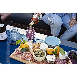 Lifefactory 11-Ounce Indoor/Outdoor Wine Glass with Protective Silicone Sleeve, 4-Pack, Carbon, Dusty purple, Aqua teal, & Cool grey