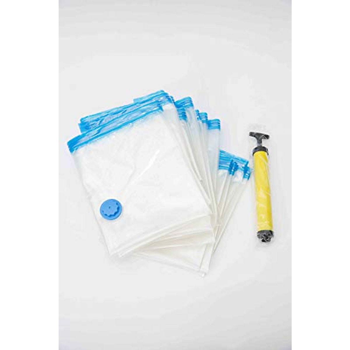 Olmecs 10-pack Vacuum Space Saver Storage Bags with Vacuum Travel Hand Pump Space Saver for Clothes Blankets Duvets Pillows Comforters