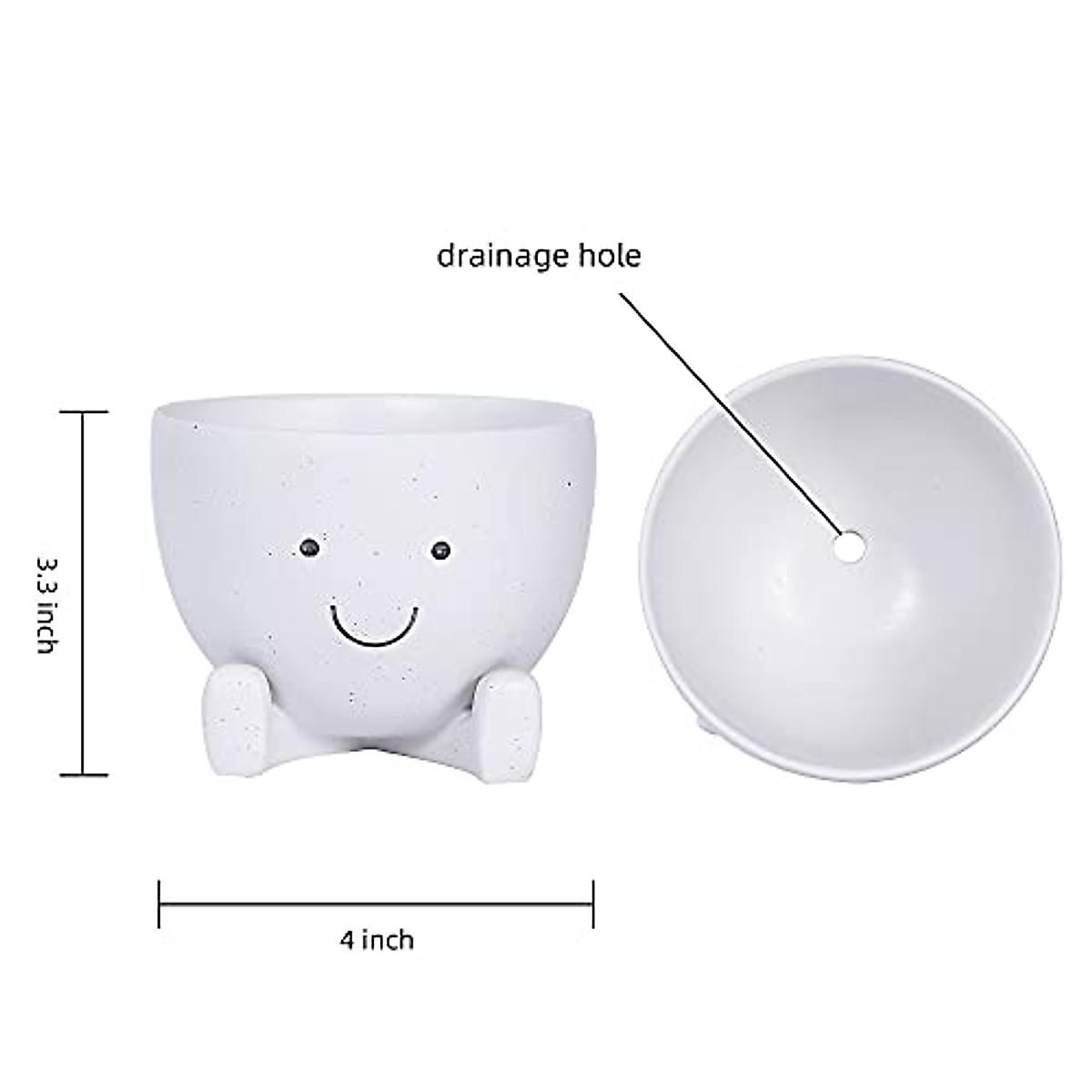 AIMEBBY Face Flower Pot Face Head Planter for Indoor Plants Succulent Planters with Drainage Hole Resin Planter 4 Inches