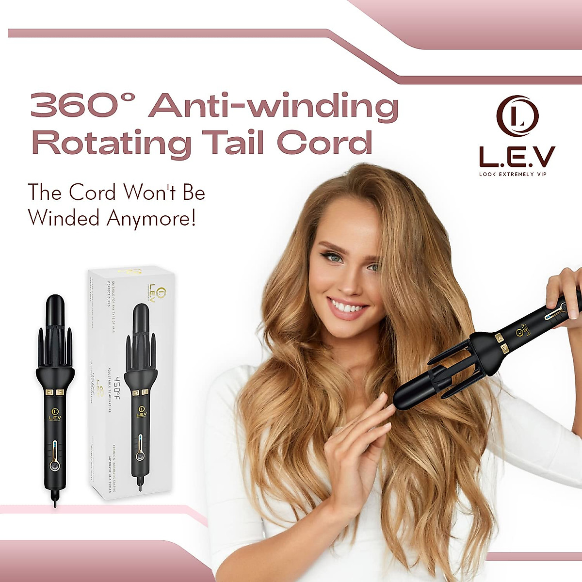 Look Extremely VIP 360 Two Way Rotating Professional Hair Curling Iron Curler - Heatless Hair Curler | Curling Wand | Look Extremely VIP 360 Airflow Styler Curling Iron (Black)