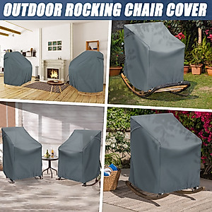 2 Pack Patio Rocking Chair Cover 27.5" L x 32.5" D x 39" H 420D Waterproof Oxford Fabric Production Outdoor Furniture Rocking Chair Covers - Grey