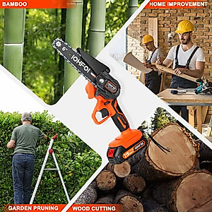 IOHFOI Mini Chainsaw, 6 Inch Cordless Electric Handheld Chain Saw with Security Lock, 21V 7500mAh Rechargeable Battery Powered Small Chainsaw for Wood Cutting, Tree Branches, Camping and Garden