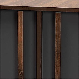 BOWERY HILL Two-Tone Gray and Walnut Finished Wood 2-Door Shoe Cabinet