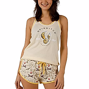 Harry Potter Quidditch The Golden Snitch Women's Racer Back Tank Top & Dolphin Lounge Shorts Sleepwear Set-XL