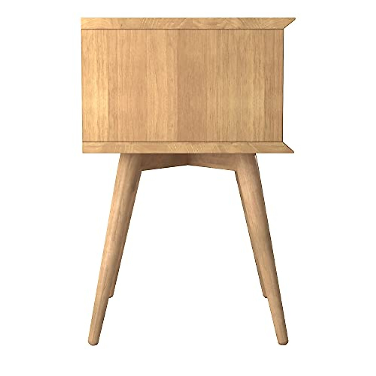 Mid-Century Night Stand / 2 Drawer / Solid Wood / 24"H / Easy Assembly, Scandinavian Oak Finish