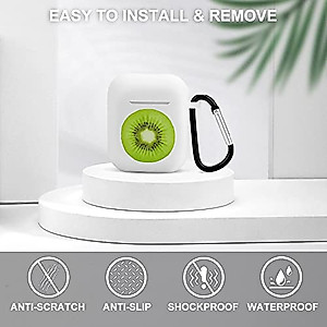 Fresh Kiwi Fruits Silicone AirPods Case Protective Cover Compatible with AirPods 2 & 1 with Keychain