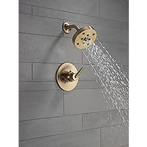 Delta Faucet Trinsic 14 Series Single-Function Shower Trim Kit with Single-Spray H2Okinetic Shower Head, Champagne Bronze T14259-CZ (Valve Not Included)