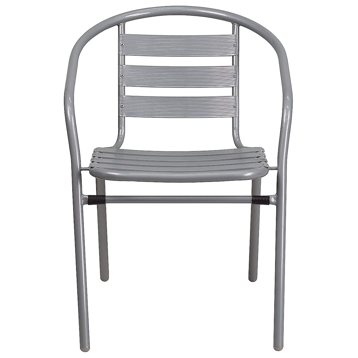 Flash Furniture Lila 4 Pack Silver Metal Restaurant Stack Chair with Aluminum Slats