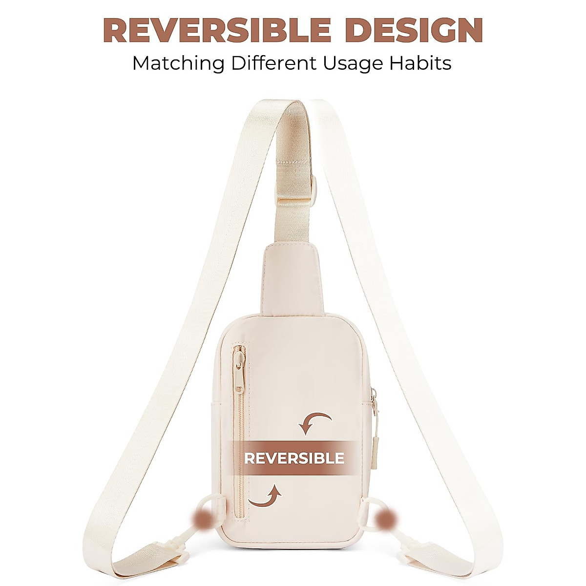 CHOLISS Small Sling Bag for Women and Men, Crossbody Bags Trendy Fanny Packs Chest Bag with Extended Strap, Cream