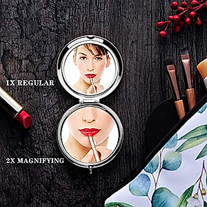 Simple Plus+ Sister Gifts from for silver Compact Mirror,gifts brother,bridesmaid wedding day,2.6 inch Round Folding Handheld 2-Sided Mirror 1x/2x Magnification Mirror. (01)