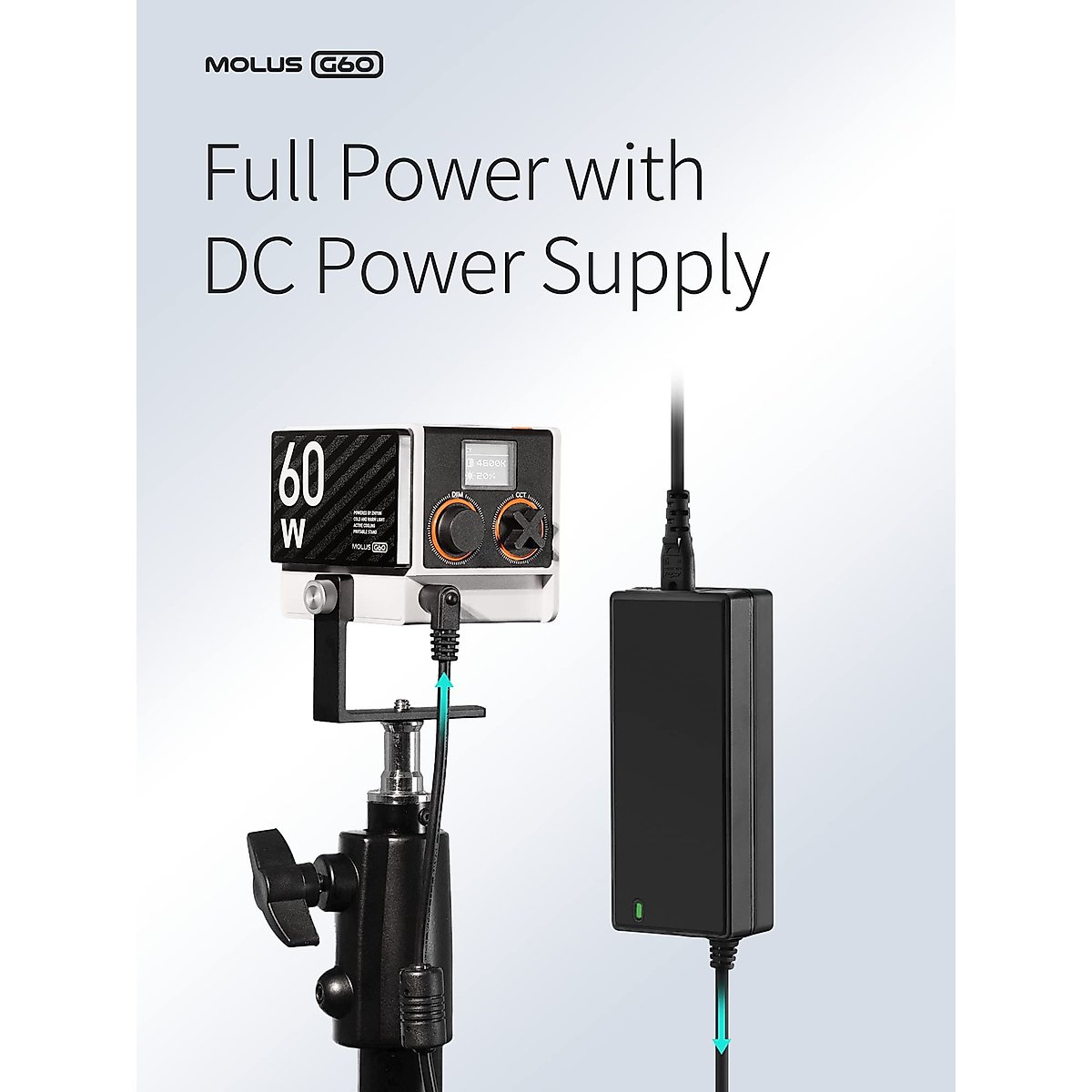ZHIYUN Molus G60, Bi-Color Video Light, 300g Portable 60W COB LED Continuous Output Lighting, CRI≥96, TLCI≥97, Bluetooth App Control, ZY Mount Ecosystem DC/PD Power Supply