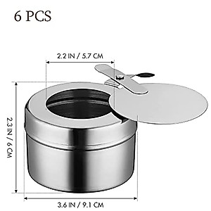 Angoily 6PCS Stainless Steel Fuel Holder with Safety Cover, Chafer Wick Fuel Holder, Buffet Warmer Warming Trays Perfect for Buffets and Catering Events