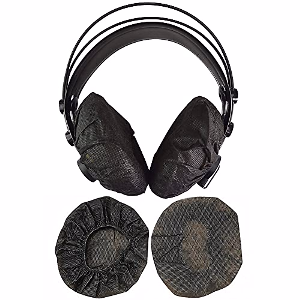 Tvoip 100Pcs Black Non-Woven Sanitary Headphone Ear Cover, Disposable Super Stretch Covers Washable, for Most On Ear Headphones Earpads ( 9cm / 3.54 Inch)