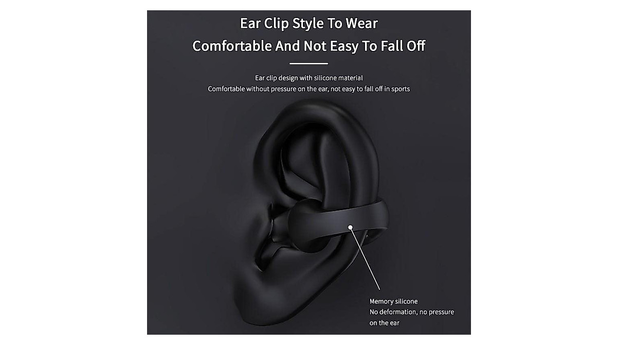Bone Conduction Ear-Clip Headphones Bluetooth 5.3 | Waterproof & Long ...