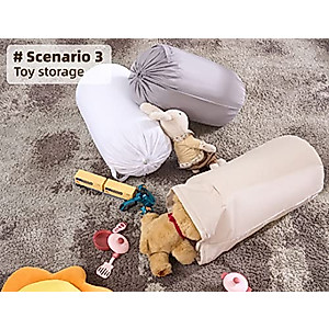 ECOWAN LIVING 26Gal Extra Large Cylindrical Comforter Quilt Blanket Pillow Storage Bag, Closet Organizer Storage Container, Reusable Drawstring Packing Bag, Durable, Moistureproof(Beige, XL, 2 bag)