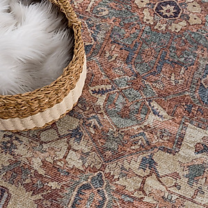 Bloom Rugs Washable 9' x 12' Rug - Beige/Terracotta Traditional Area Rug for Living Room, Bedroom, Dining Room, and Kitchen - Exact size: 9' x 12'