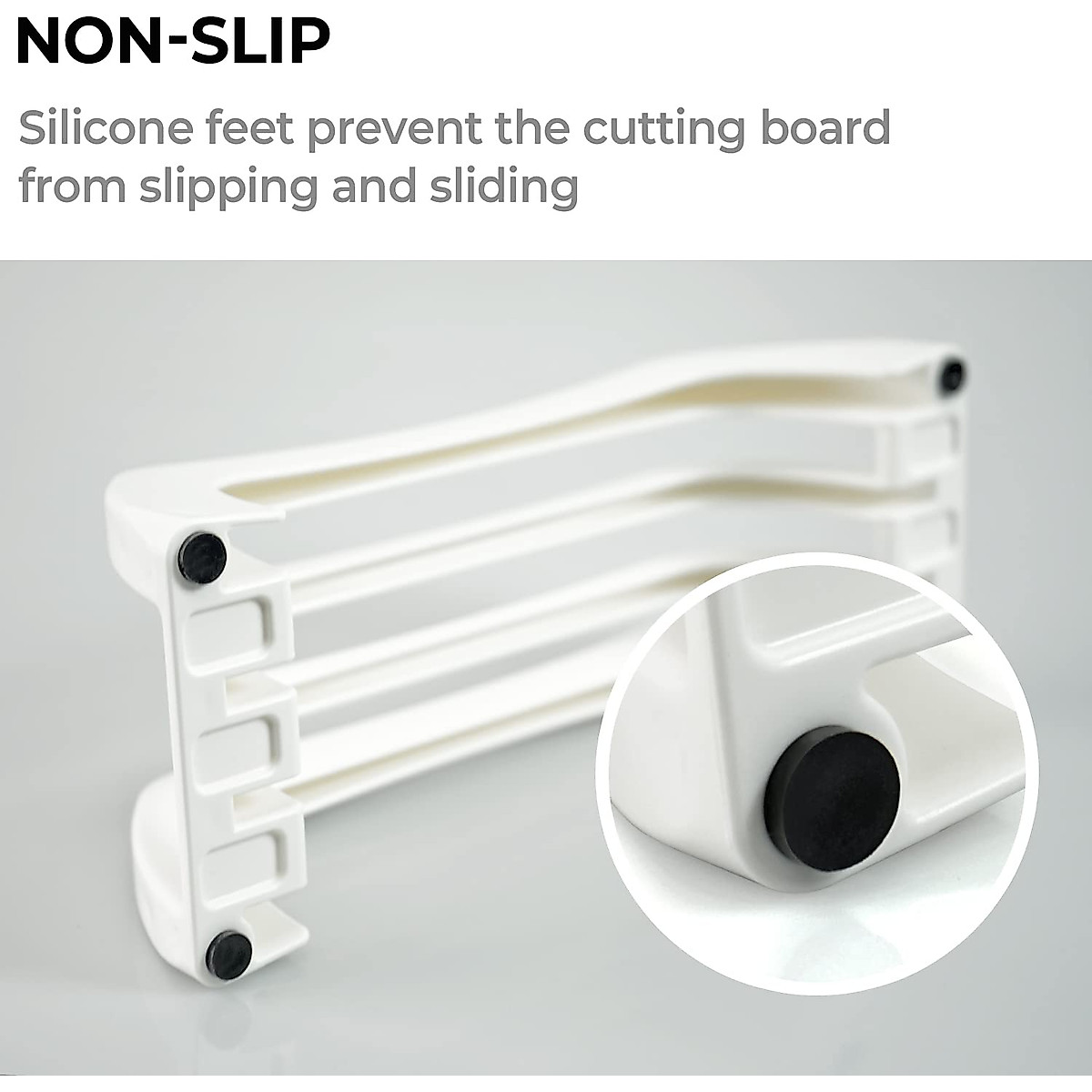 carrotez Index Plastic Cutting Board Holder, Cutting Board Organizer Stand Holder, Cutting Board Organizer Rack Storage, Baking Sheet, Bakeware, Cookie Sheet Organizer 0.6 Inch Width Slots - White