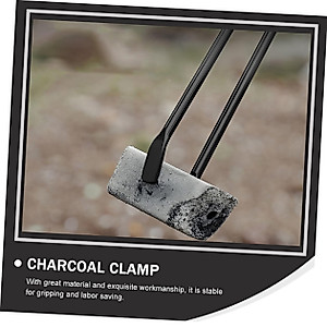 Happyyami Tongs Grill Outdoor Camping BBQ Outdoor BBQ Fireplace Charcoal Clamps Charcol Barbecue Trash Pickup Grabber Iron Long Charcoal Tong Charcoal Plier Camping Supply Large Pen Holder