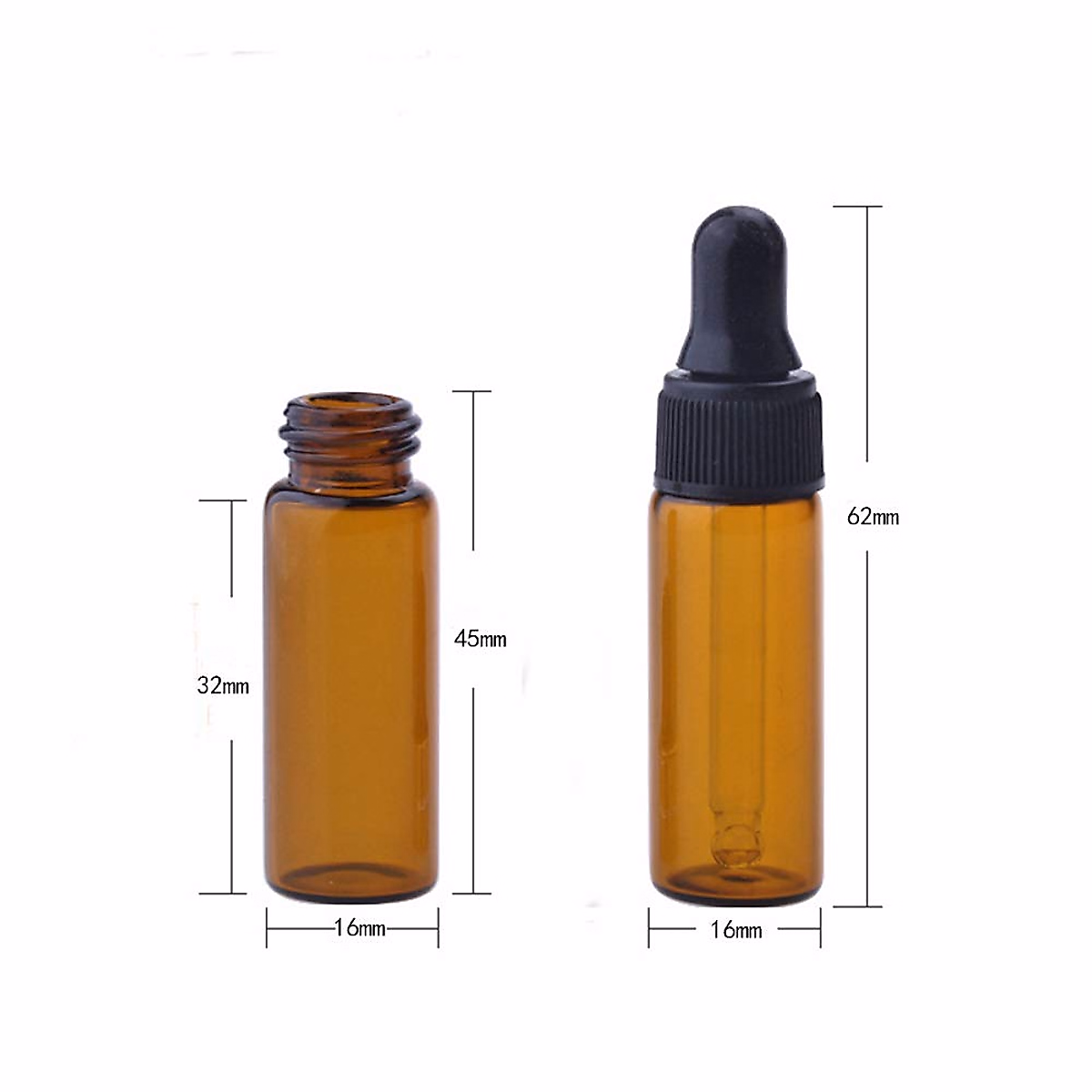 Furnido 5ml(1/6oz) Amber Glass Dropper Bottle,Empty Essential Oil Eye Dropper Bottles Glass Vials With Pure Glass Pipette For DIY Aromatherapy Colognes Perfume Liquid Sample Blends Business-Pack of 72