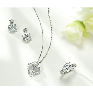 boya Moissanite Diamond Necklaces for Women -18k White Gold Platinum Sterling Silver Necklace, D Color VVS1 Round Pendant Jewelry, Mother's Day Jewelry Gifts for Women Mom/Wife/Sister