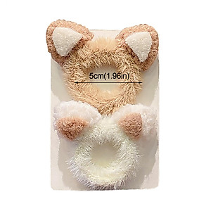 ZITIANY 2 PCS Furry Hair Ties Cute Animal Fluffy Hair Scrunchies Elastic Hair Bands Fuzzy Bobbles Ponytail Holders Hair for Women Girls A02#Bear Ears 2PC hair styling accessories