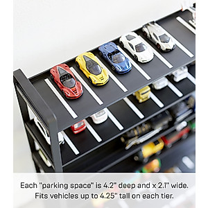 YAMAZAKI Parking Garage Home Train Hotwheels Model Car Display | Kids Steel | Toy Storage, One Size, Black