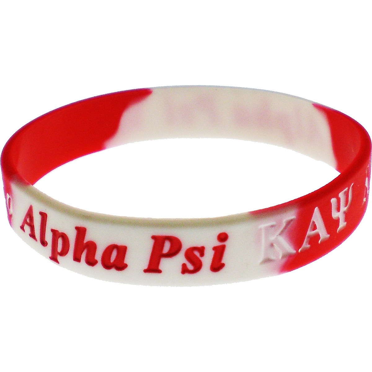 Kappa Alpha Psi Color Swirl Silicone Bracelet [Pack of 2 - Red/White - 8inch] 93911