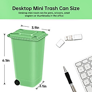 goldblue 4pcs Mini Curbside Trash Bin with Lid，Desk Trash Can Garbage Organizer Storage Bin Pen Pencil Cup Holder Office Supplies，Mini Small and Exquisite Trash Can