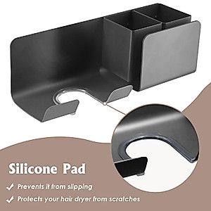 7WJUIRE Hair Dryer Holder Wall Mounted Universal Hair Dryer Holder,Self Adhesive Blow Dryer Holder Compatible with Most Hair Dryers for Bathroom,Gray