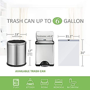 6 Gallon 100pcs Strong Drawstring Trash Bags Garbage Bags by Teivio, Bathroom Trash Can Bin Liners, Plastic Bags for home office kitchen, White
