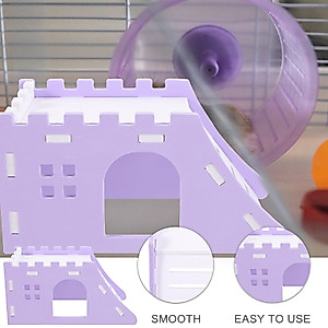 POPETPOP Guinea Pig Hamster Ladder House Plastic Rabbit Hideout Bunny Houses Small Chicken Castle Pet Rats Habitat Hedgehogs Chinchilla Climbing Play Hut for Indoor Pet Cage Violet