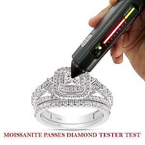 SAVEARTH DIAMONDS 1 1/10 Carat (ctw) Lab Created Moissanite & Lab Grown Diamond Halo Wedding Bridal Ring Set In 14K White Gold Over 925 Sterling Silver (1.10 Ctw), Gift For Her Ring Size-9.5