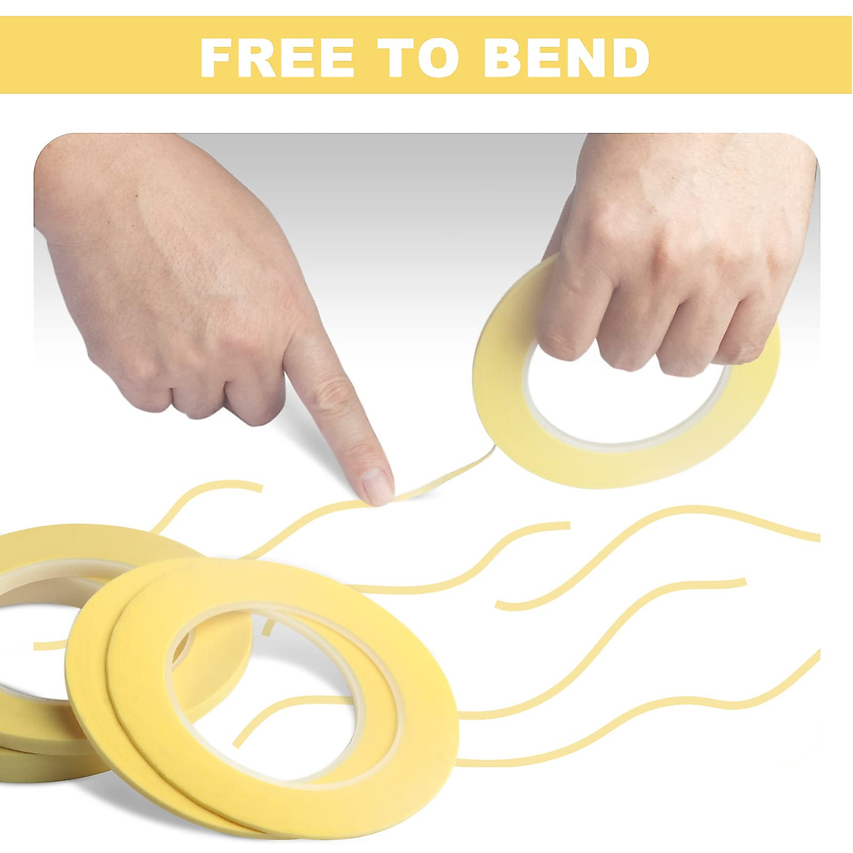 TSSART 4 Rolls Fine Line Tape - Medium Tack Pinstripe Tape, Fineline Masking Tape in 1/16, 1/8, 1/4 and 1/2 Inch Wide x 60 Yard Long, Painters Masking Tape for DIY Car Auto Paint Art