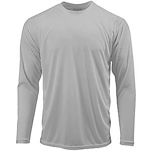 Joe's USA DRI-Equip Long Sleeve Moisture Wicking Athletic Shirt | X-Large-Silver
