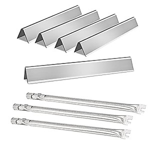 Derurizy 62752 7620 Grill Replacement Parts for Weber Genesis 300 Series Gas Grill, Weber Genesis E310 E320 E330 S310 S320 S330 EP310 EP320 EP330, 17.5" Flavorizer Bars and 19.5" Burner Tube Kit