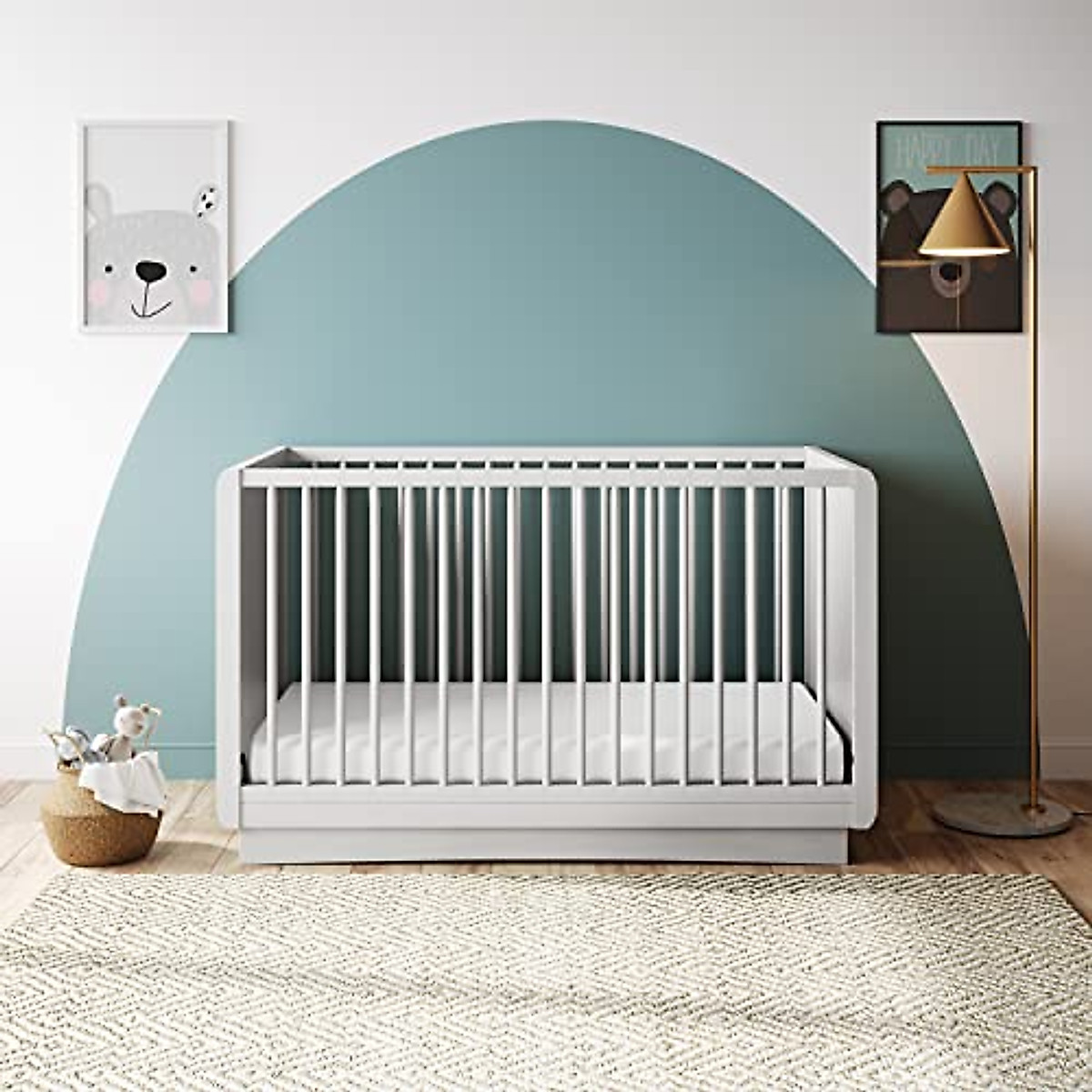 STORKCRAFT Skye 3-in-1 Convertible Crib (White) - Converts from Baby Crib to Toddler Bed and Daybed, Fits Standard Full-Size Crib Mattress, Adjustable Mattress Support Base