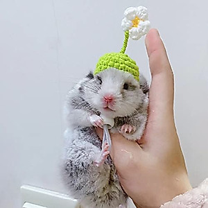 Mini Crocheted Hamster Hat Flower Top Hat for Small Animals Like Rats Hamsters Snakes Lizards to Wear for Parties