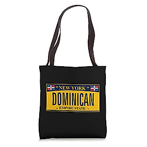 New York Dominican License Plate - Dominican Republic Flags Tote Bag
