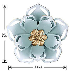 Reflinto Farmhouse Metal Flower Wall Decor 9.5inches 3D Wall Sculptures Flowers for Bedroom, Bathroom, Office, Nursery - Rustic Metal Outdoor Wall Art for Fence, Porch, Gallery, Yard, Garden