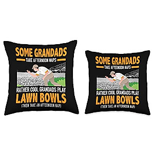 Lawn bowling & Lawn Bowls Accessories Idea For Men Idea for Grandad & Funny Mens Lawn Green Bowls Throw Pillow, 16x16, Multicolor