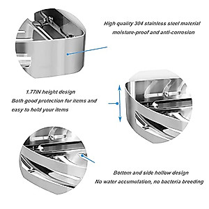 Gueryee Shower Wall Caddy Shelf Corner, Shower Rack Organizer, SUS 304 Stainless Steel Shower Storage Organization with 4 Hooks, Adhesive Bathroom Shower Shelf Large Capacity and Heavy Duty