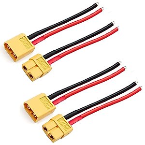 2Pairs XT60 Plug Female and Male Connector, 14AWG Silicone Wire with Rubber Insulation Protective Cap for RC Drone Car Lipo Battery Charger