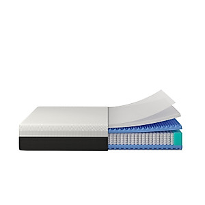 Sleephome Queen Size 12 inch Hybrid Pocket Spring & Cool Gel Memory Foam Mattress, Pressure Relieving, Medium, CertiPUR Certified, Fiberglass-Free Mattress, Queen Size Mattress Bed in a Box
