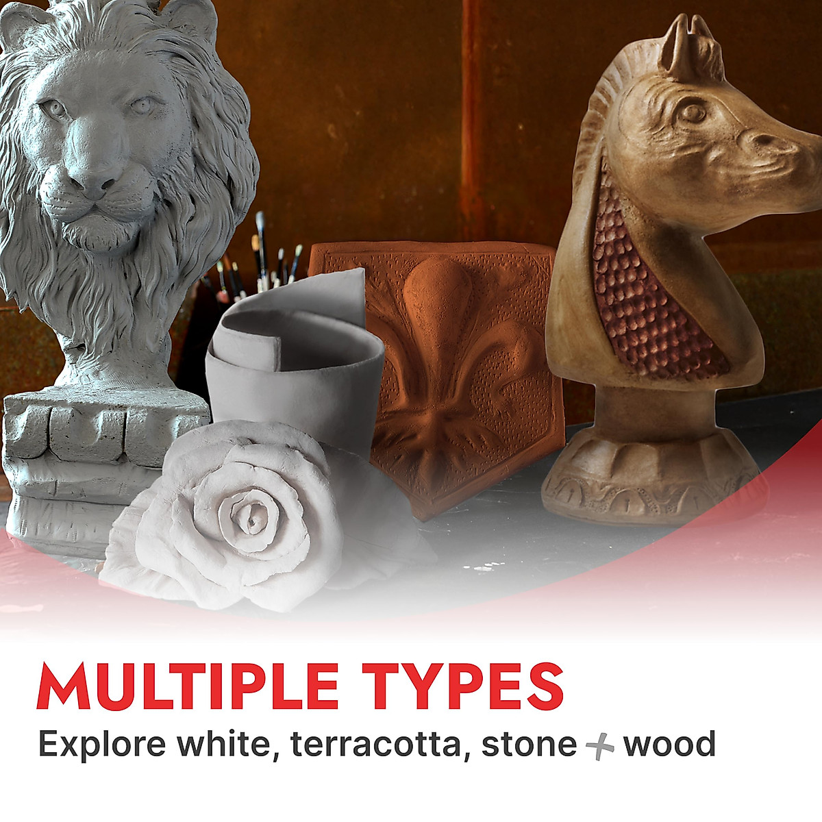 DAS Air-Hardening Modeling Clay - White Air Dry Clay 2.2lb Block - Pliable Air Clay for Sculpting and Coating - Easy to Use Air Dry Modeling Clay for All Ages - Molding Clay for Sculpting and More