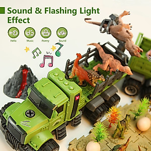 LTKFFFdp Boy Toys Car Toys for Boys Girl 5 6 8 9 10 12 Year Old with 10 Dinosaur Figures, Take Apart Construction Truck Building Toys with Sound Light, Learning Birthday Carrier Vehicle Playset Gifts