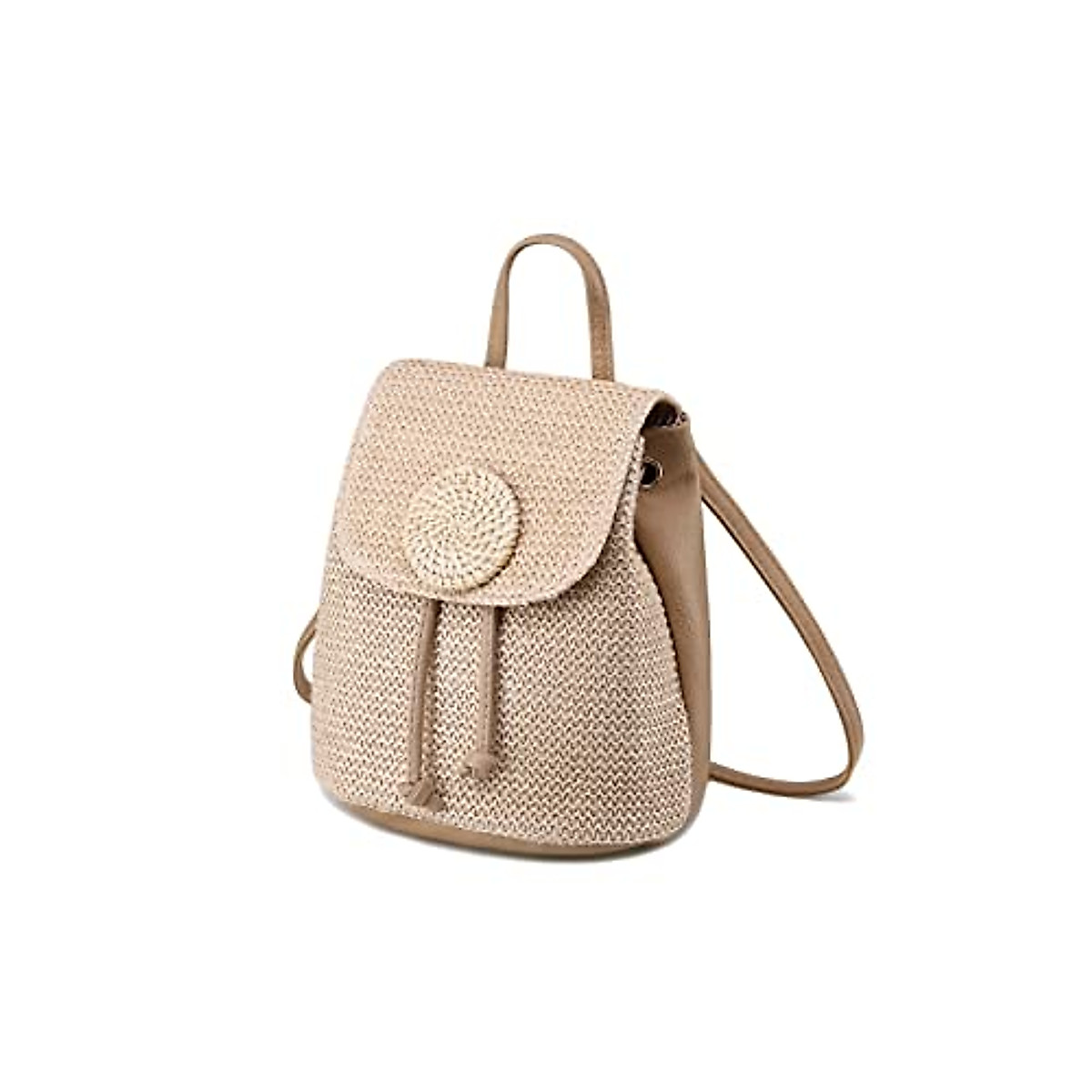 Brand: SEVEVN This is a cute and fashionable backpack woven in rattan that can also be carried by hand. (beige)